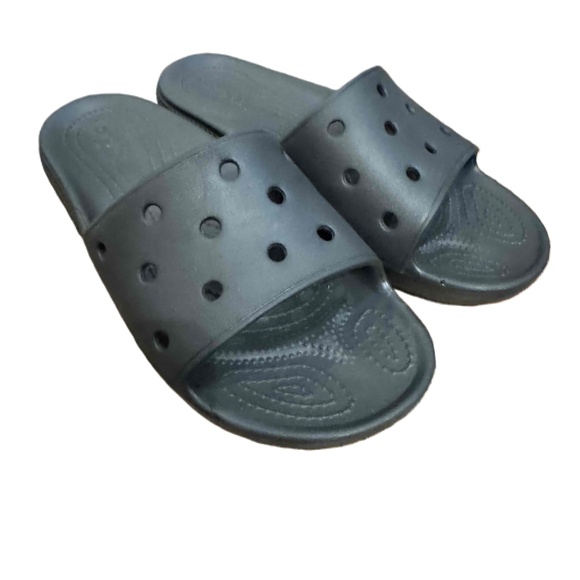 CROCS | Shoes | Crocs Black Perforated Classic Slides Mens 8 W Like New ...